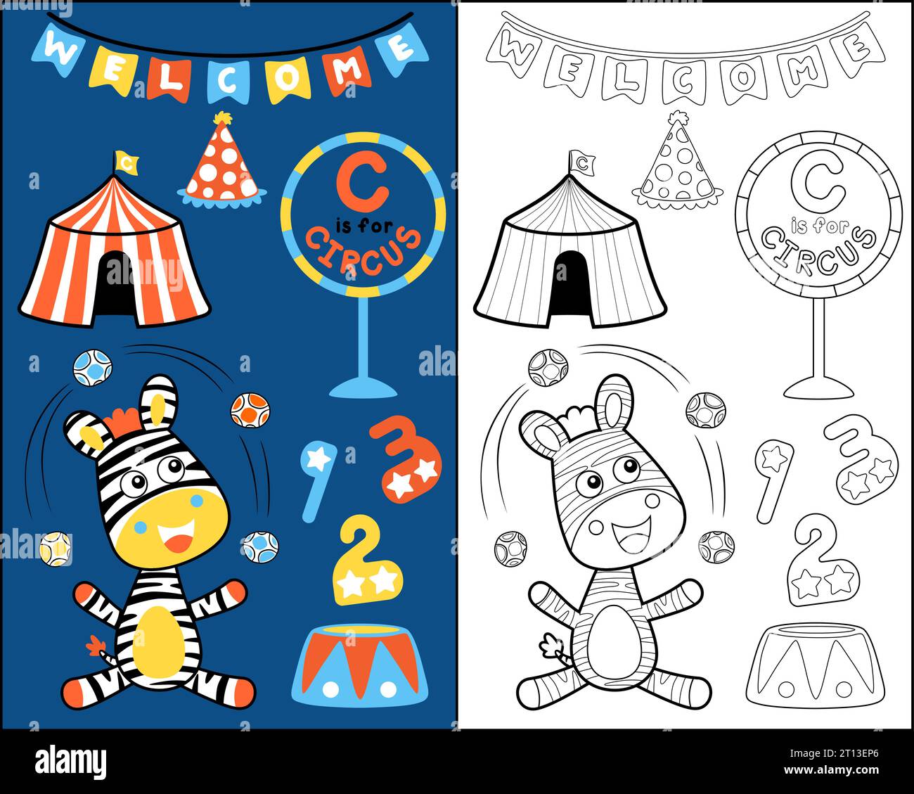 vector illustration of funny zebra cartoon doing juggling balls at ...