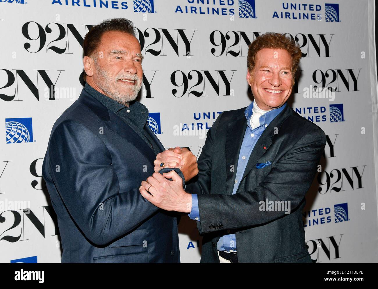 Arnold Schwarzenegger poses backstage with 92NY's Tom Kaplan before his ...
