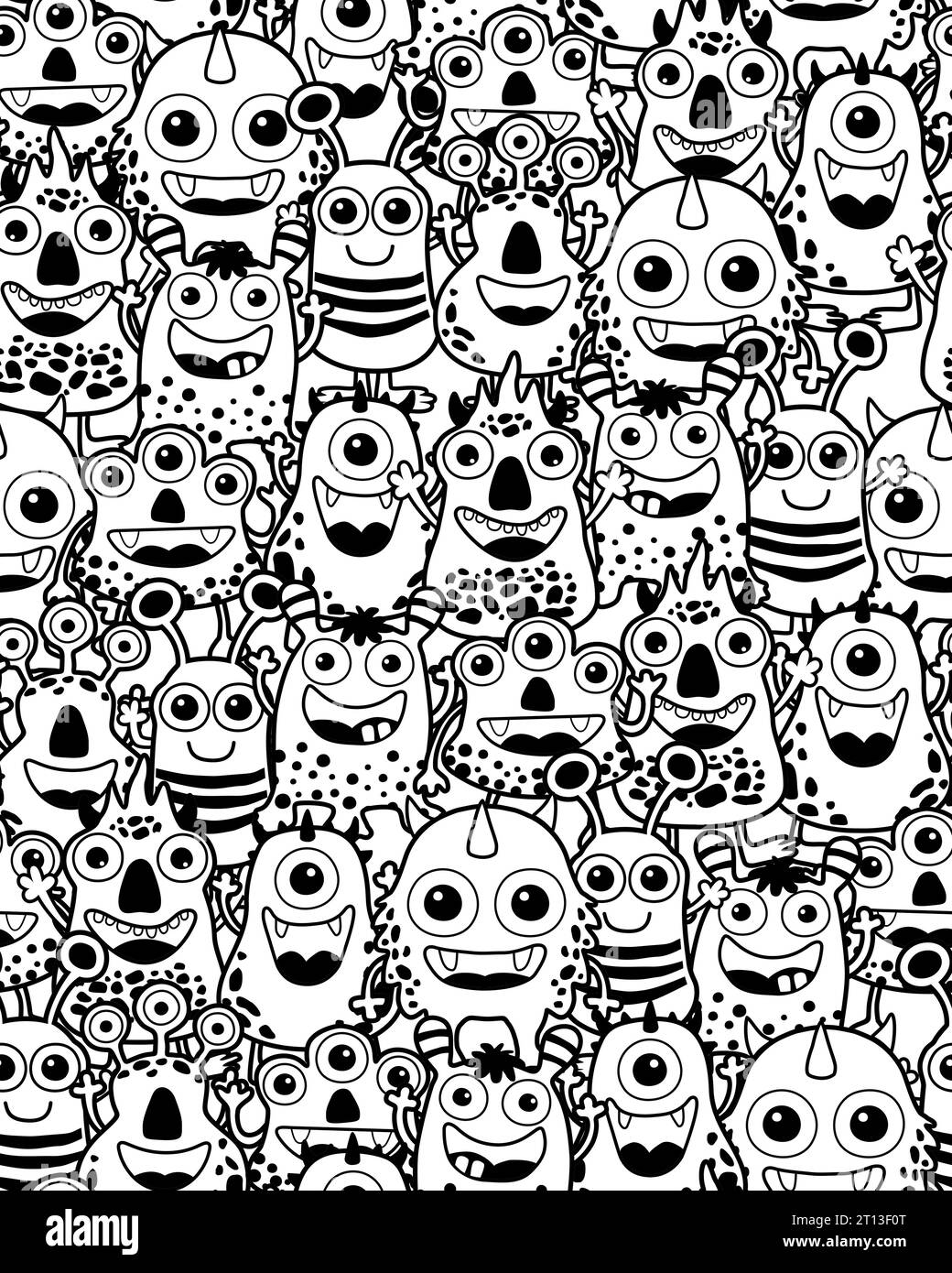 seamless pattern vector of funny monster cartoon Stock Vector Image ...