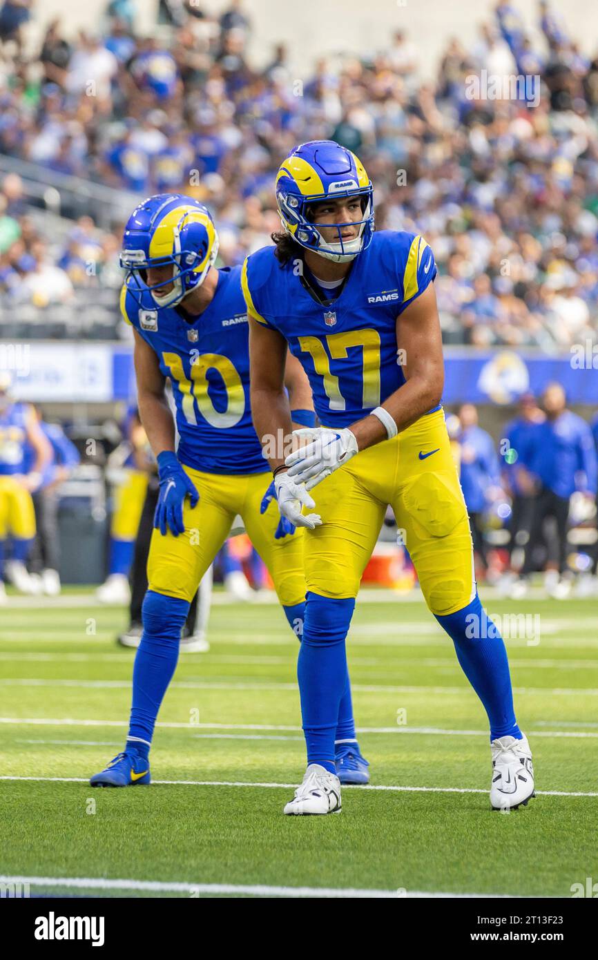 Los Angeles Rams wide receiver Puka Nacua lines up with teammate Cooper ...