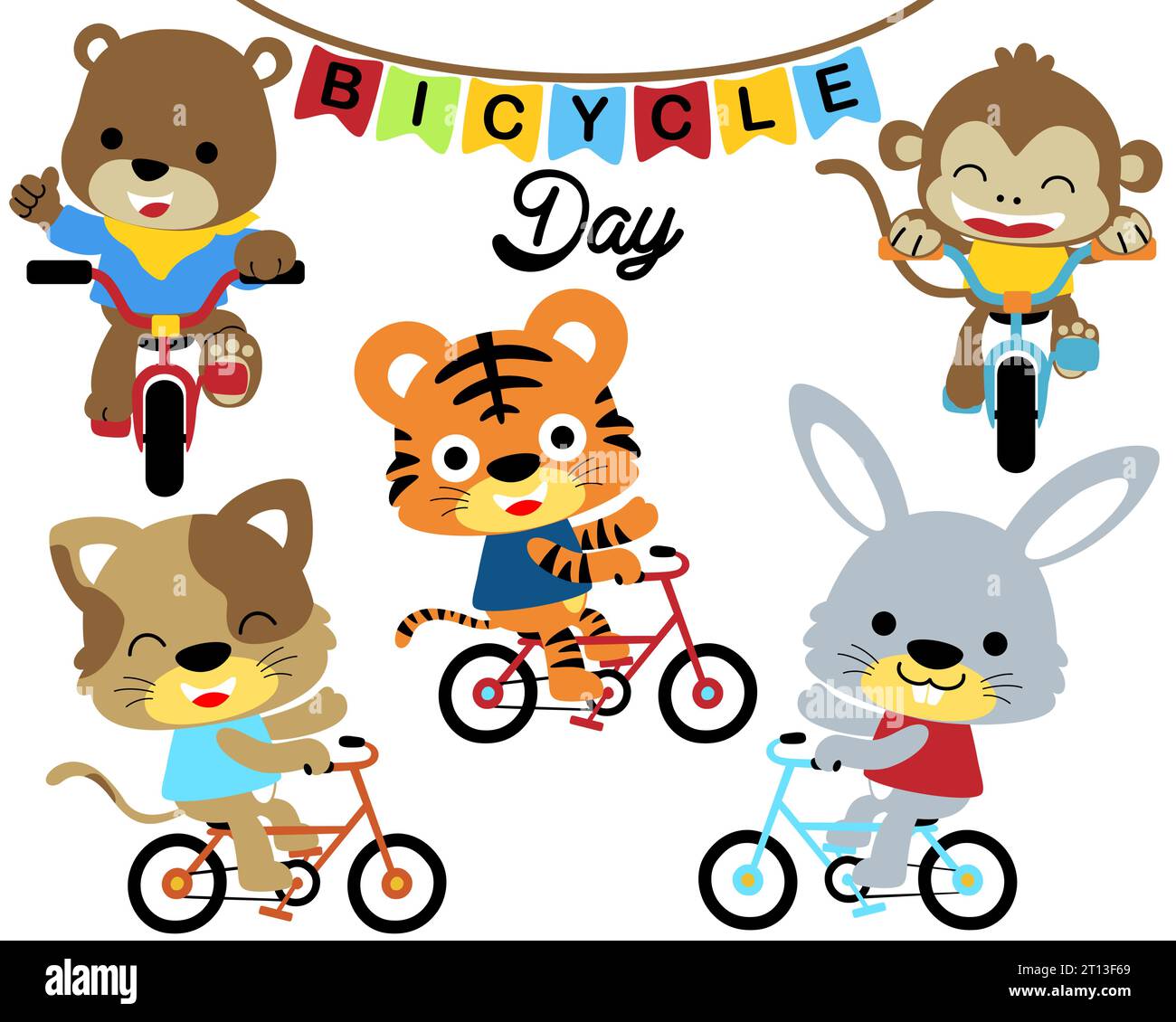 Vector illustration set of funny animals cartoon bicycling Stock Vector ...