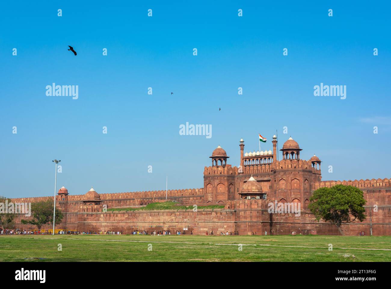 Red Fort or Lal Qila with Indian Flag. UNESCO World Heritage Site Stock ...