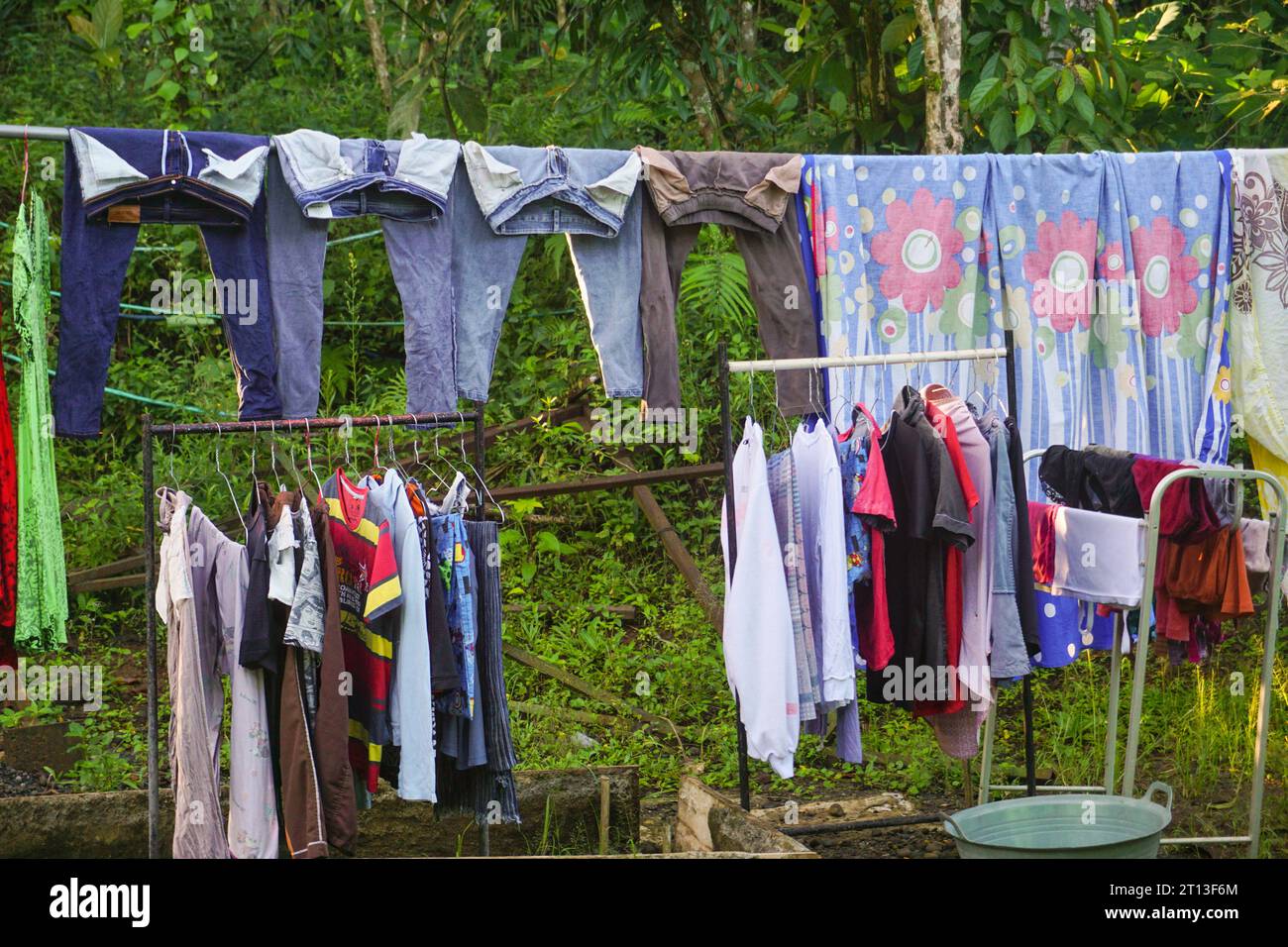 Stock photo view of clothes being dried on top of a house Stock Photo ...