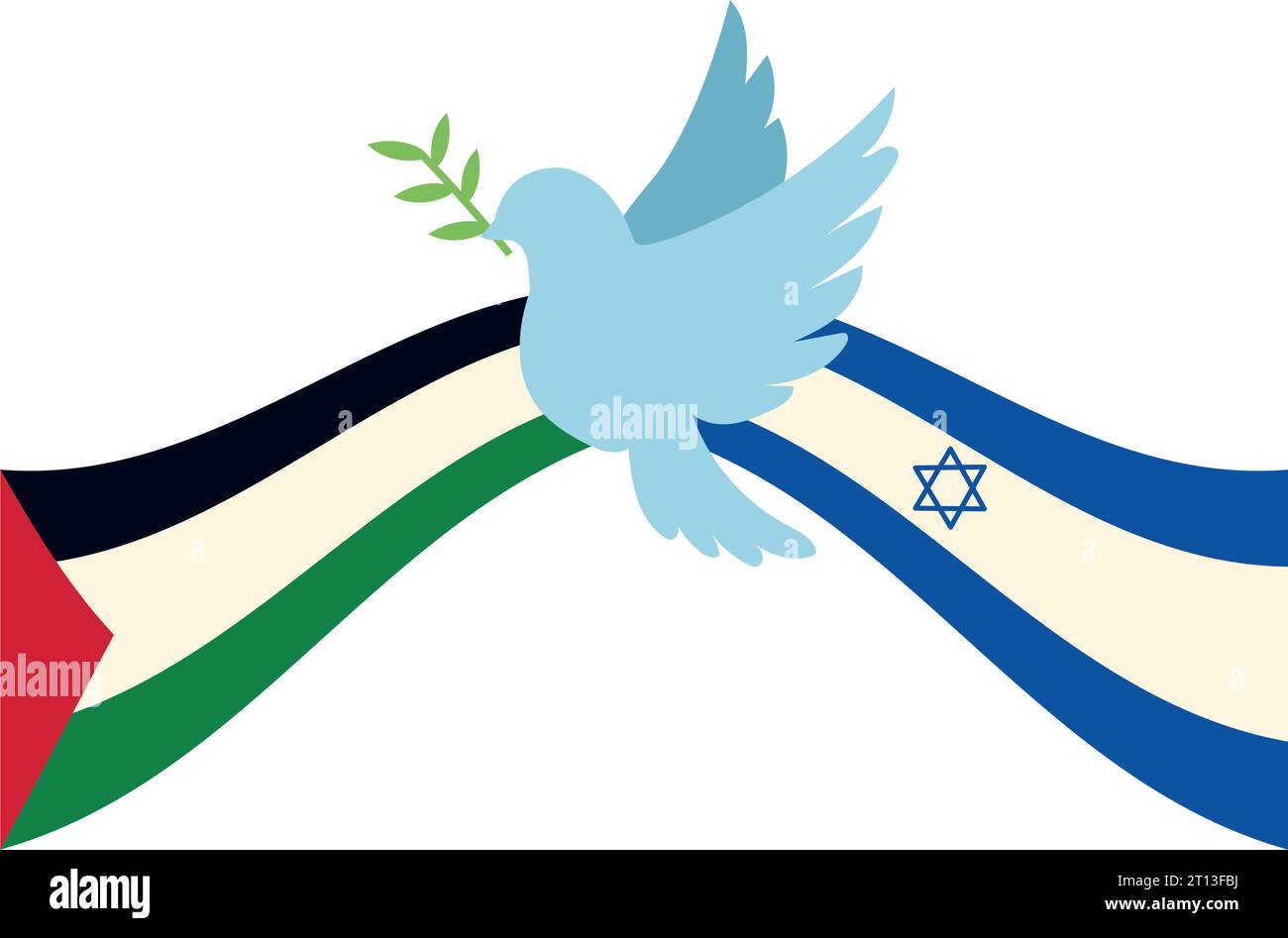 Peace Dove With Israel And Palestine Flags Design Stock Vector Image