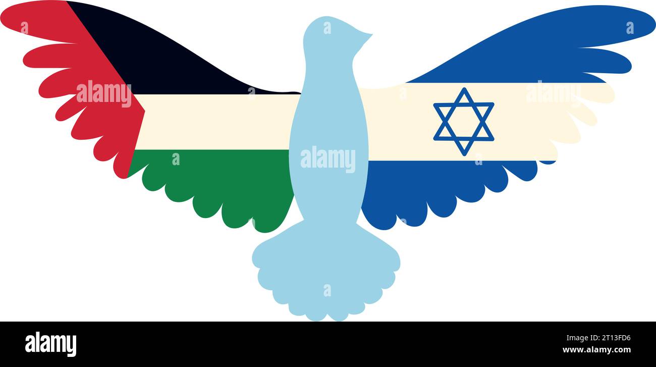 palestine and israel flags in dove wings design Stock Vector Image ...