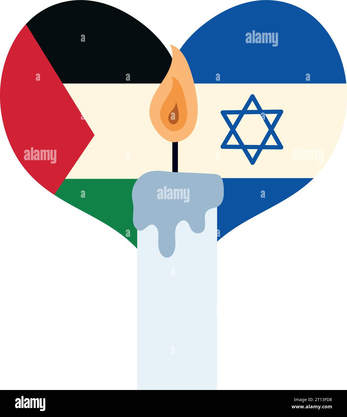 palestine and israel flags in heart with candle design Stock Vector ...