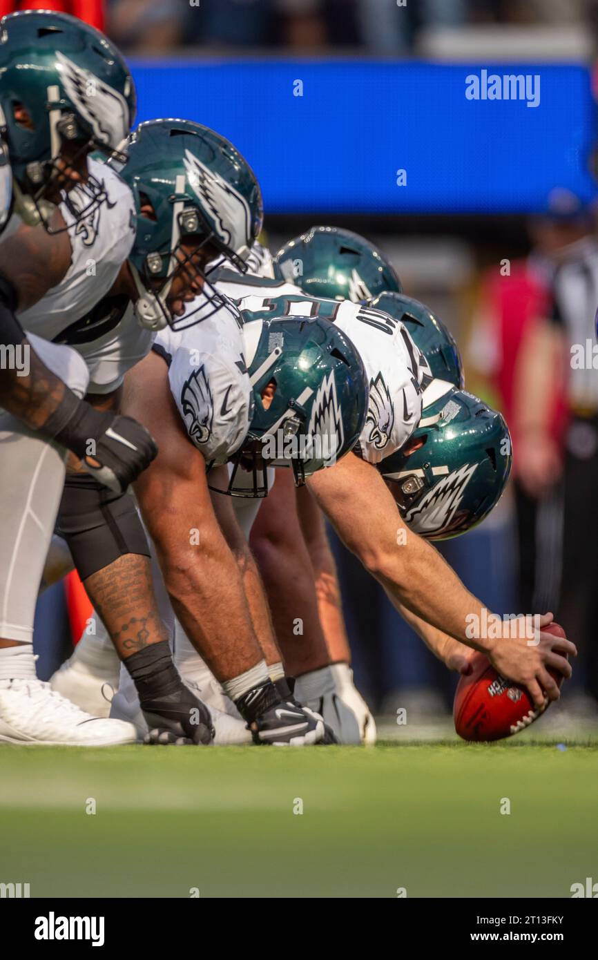 The Philadelphia Eagles line up against the Los Angeles Rams in an NFL ...