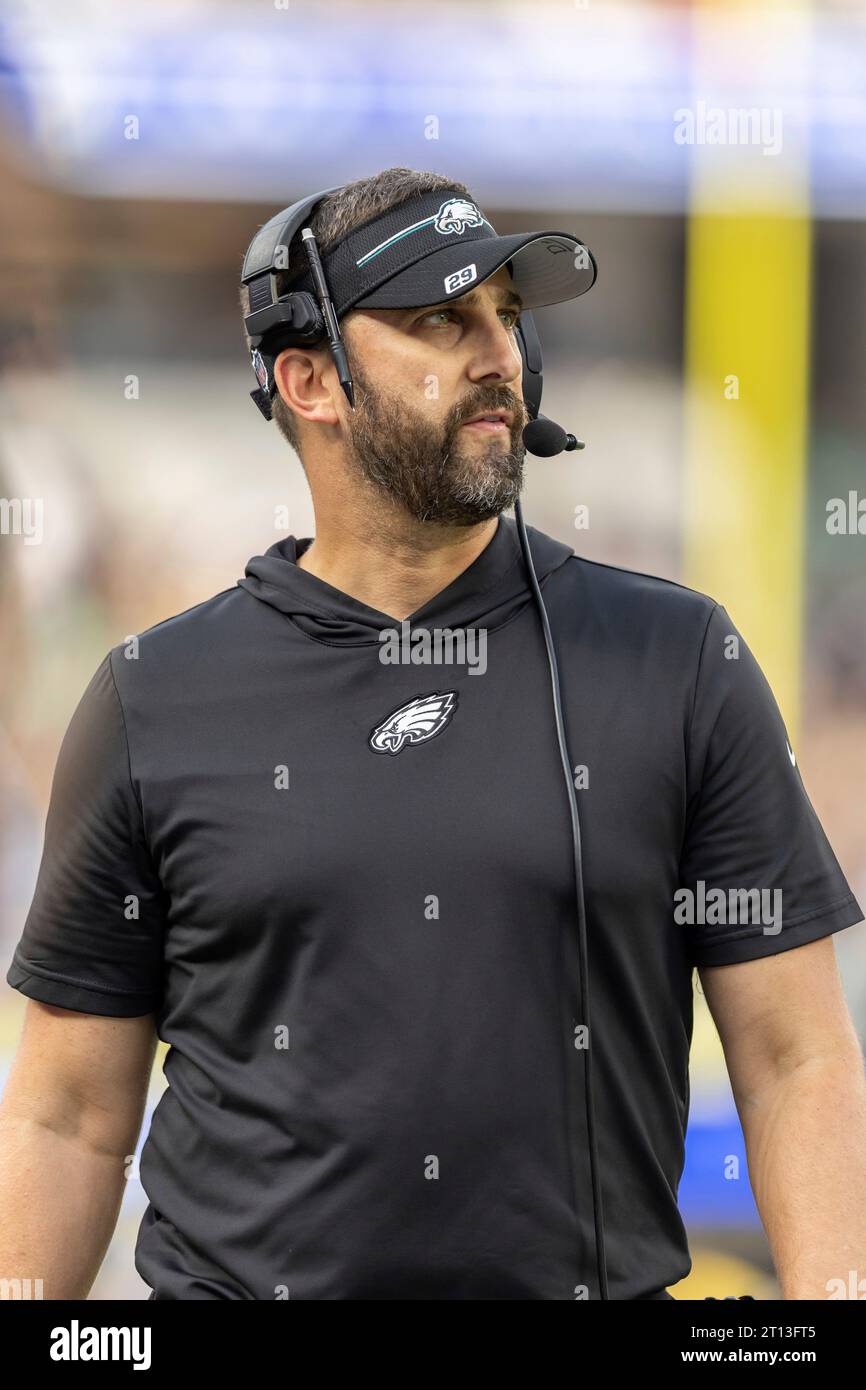 Philadelphia Eagles head coach Nick Sirianni coaches against the Los ...