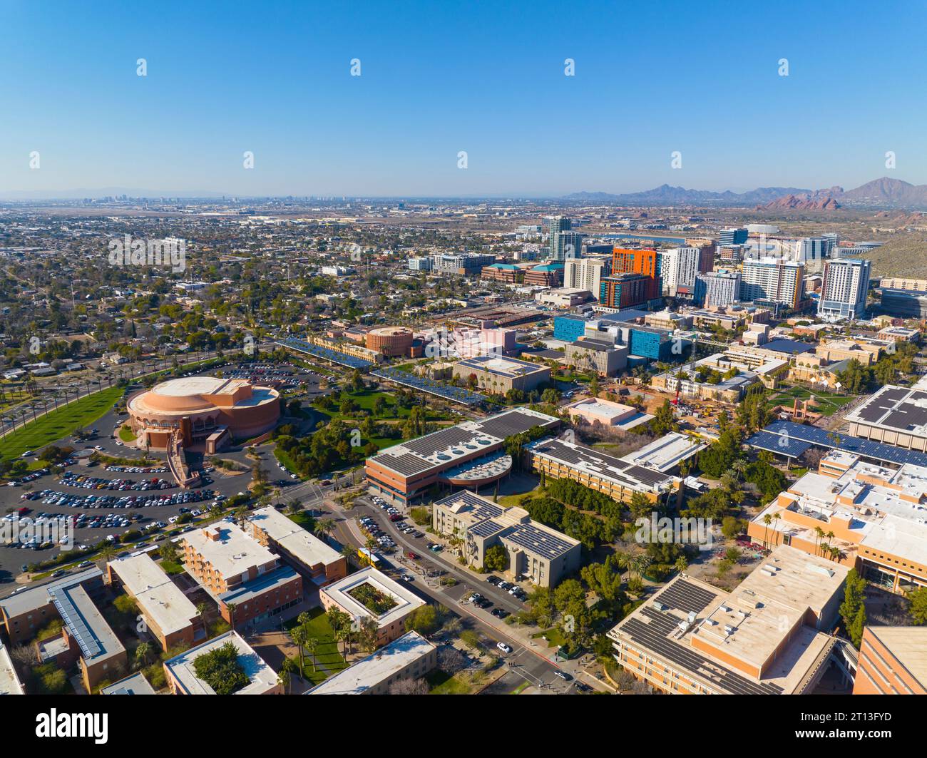 Tempe city downtown and Arizona State University ASU including Gammage ...