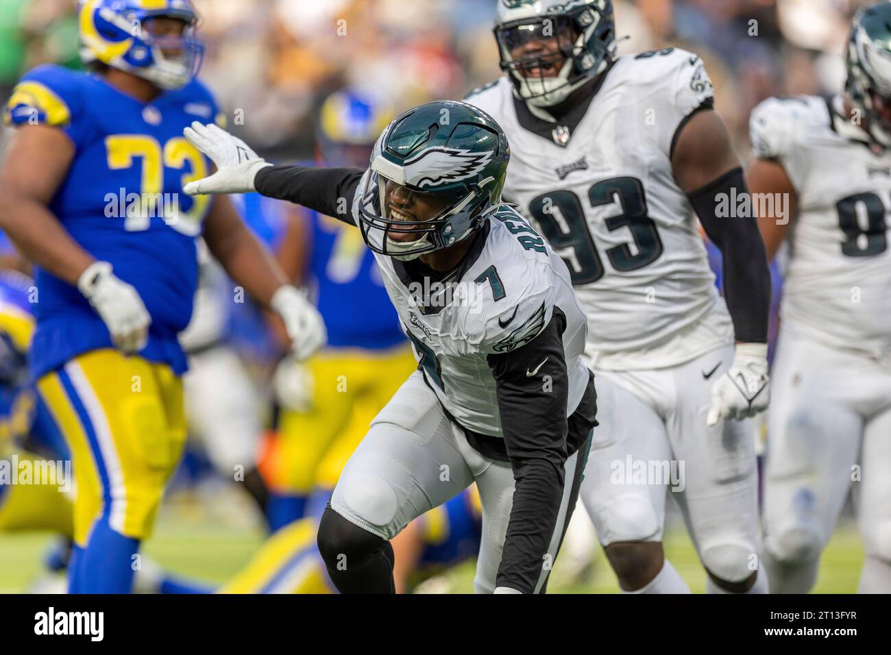Philadelphia Eagles linebacker Hanson Reddick (7) sacks Los Angeles ...