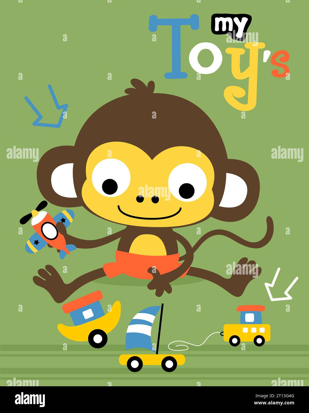 Vector cartoon of little monkey with it toys Stock Vector Image & Art ...