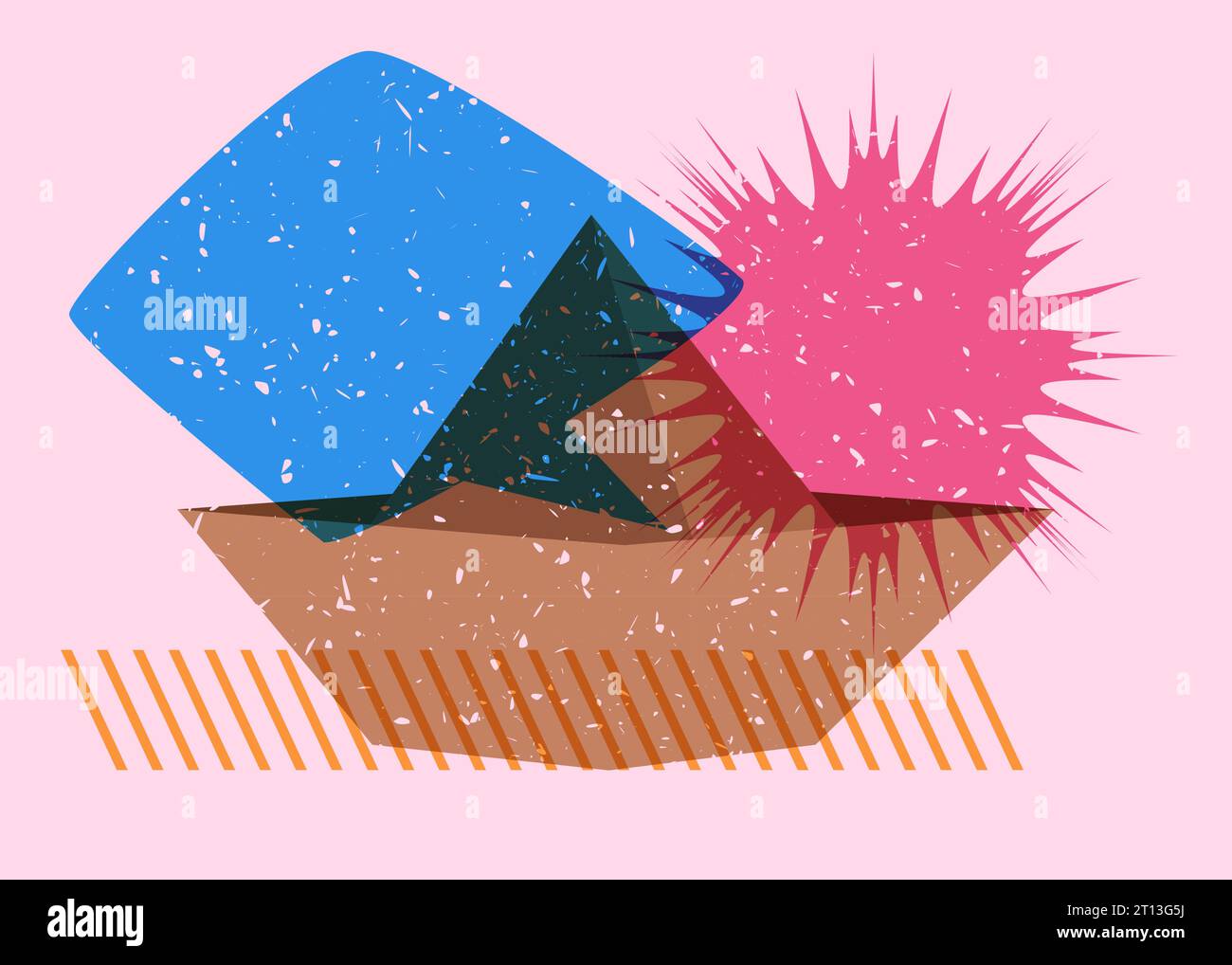 Risograph paper ship with speech bubble and geometric shapes. Origami ...