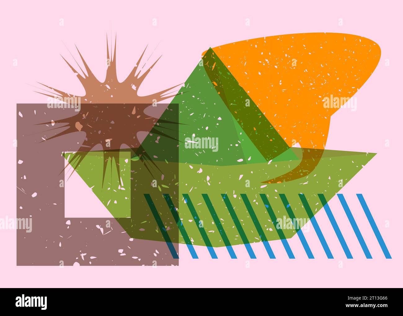 Risograph paper ship with speech bubble and geometric shapes. Origami ...