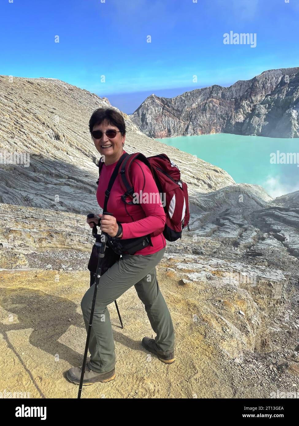 Portrait of senior woman above Ijen volcano, Indonesia Stock Photo - Alamy