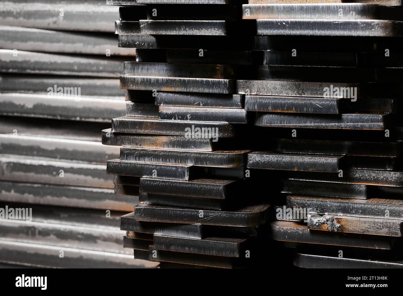 New metal components stack in production plant storehouse Stock Photo ...