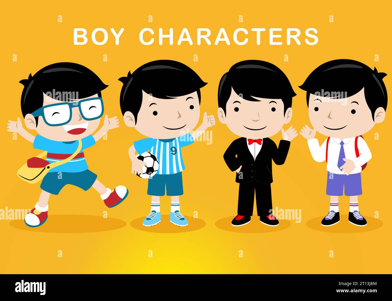 Vector illustration of boy cartoon character with different costume ...