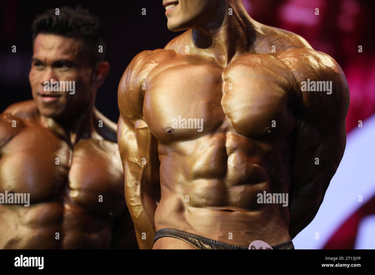 Bodybuilders take part in a fitness competition in Tai'an City, east ...