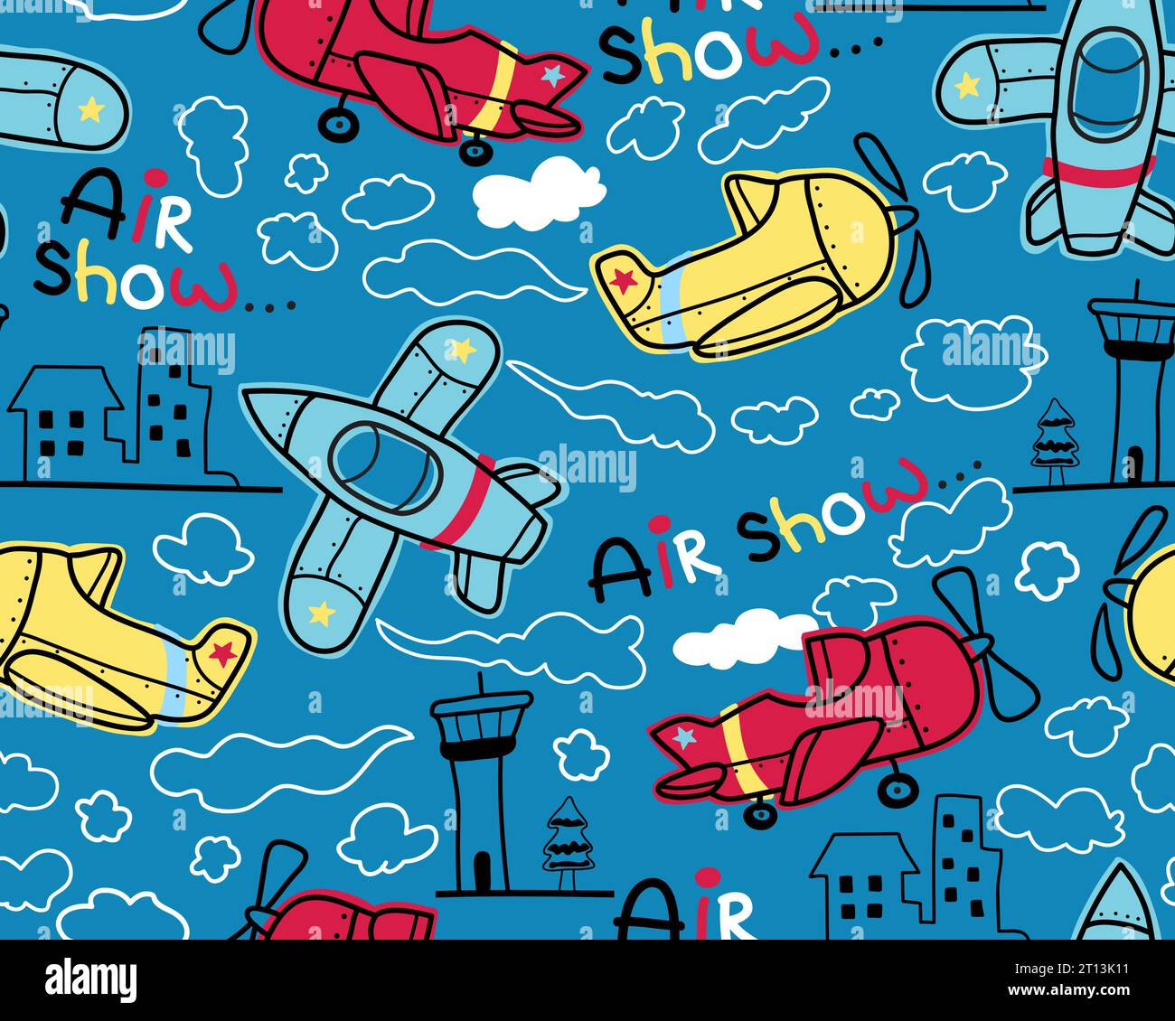 Seamless pattern vector of air transportations cartoon, airport and ...