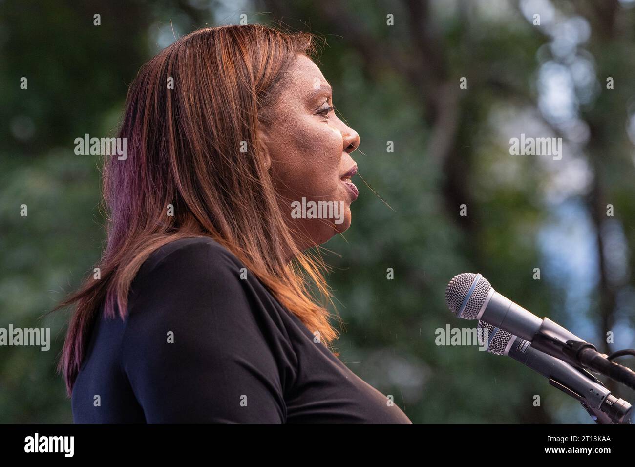Attorney General Letitia James speaks during the New York Stands with ...