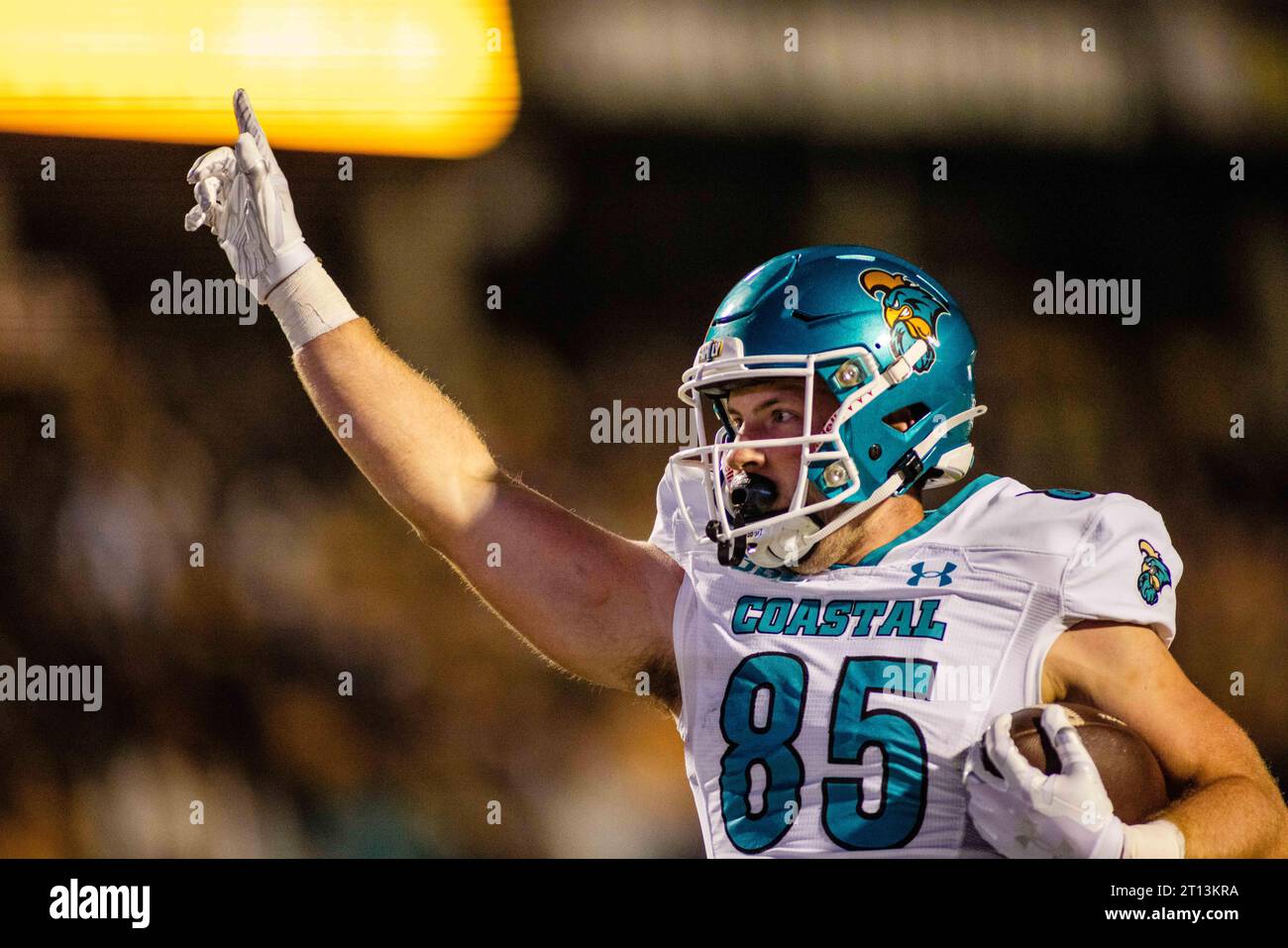 Boone, NC, USA. 10th Oct, 2023. Coastal Carolina Chanticleers tight end ...