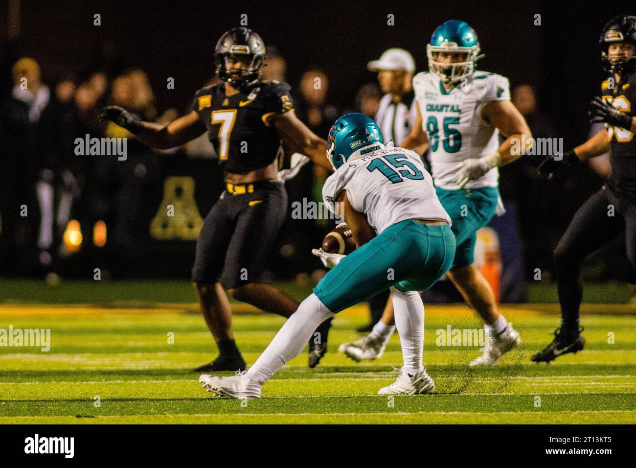 Boone, NC, USA. 10th Oct, 2023. Coastal Carolina Chanticleers wide ...