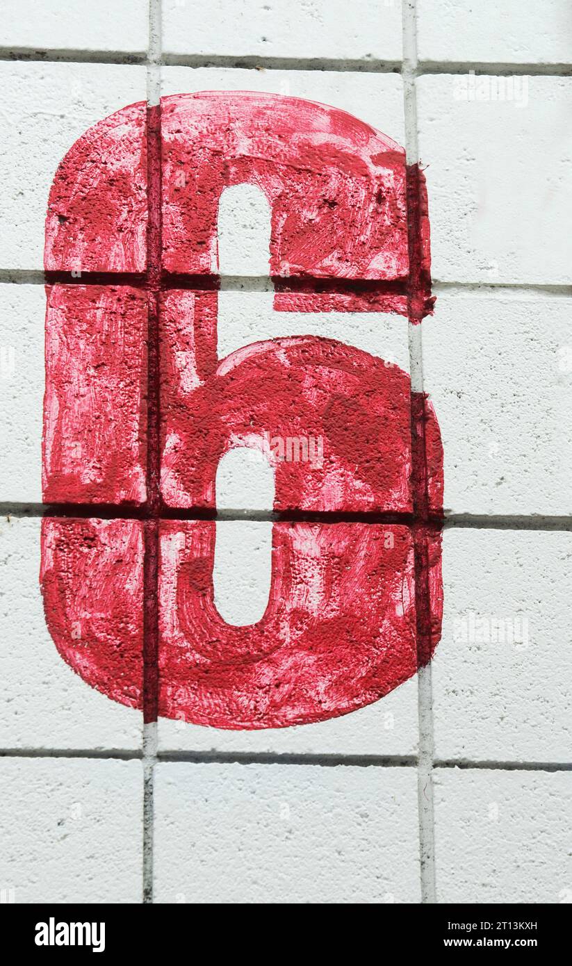 Faded number 6 showing all its character of age, wear & usefulness ...