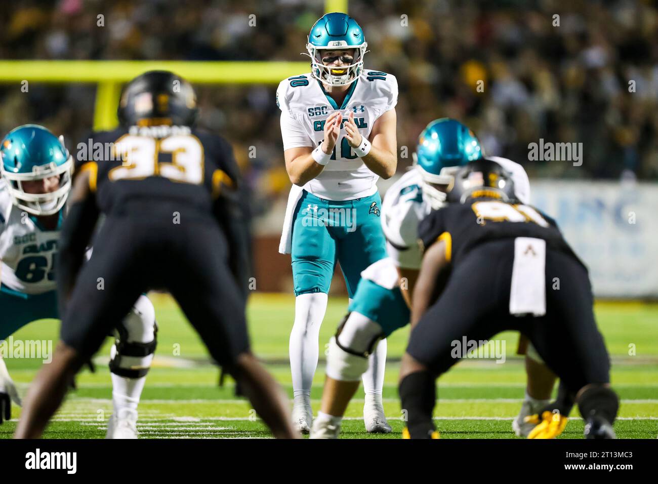 BOONE, NC - OCTOBER 10: Grayson McCall #10 of the Coastal Carolina ...