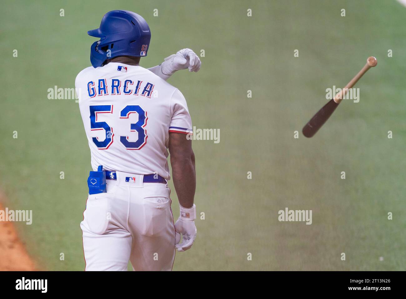ARLINGTON, TX - OCTOBER 10: Texas Rangers right fielder Adolis Garcia ...