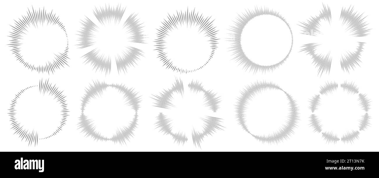 Circle sound wave. Audio music equalizer. Round circular icons set ...