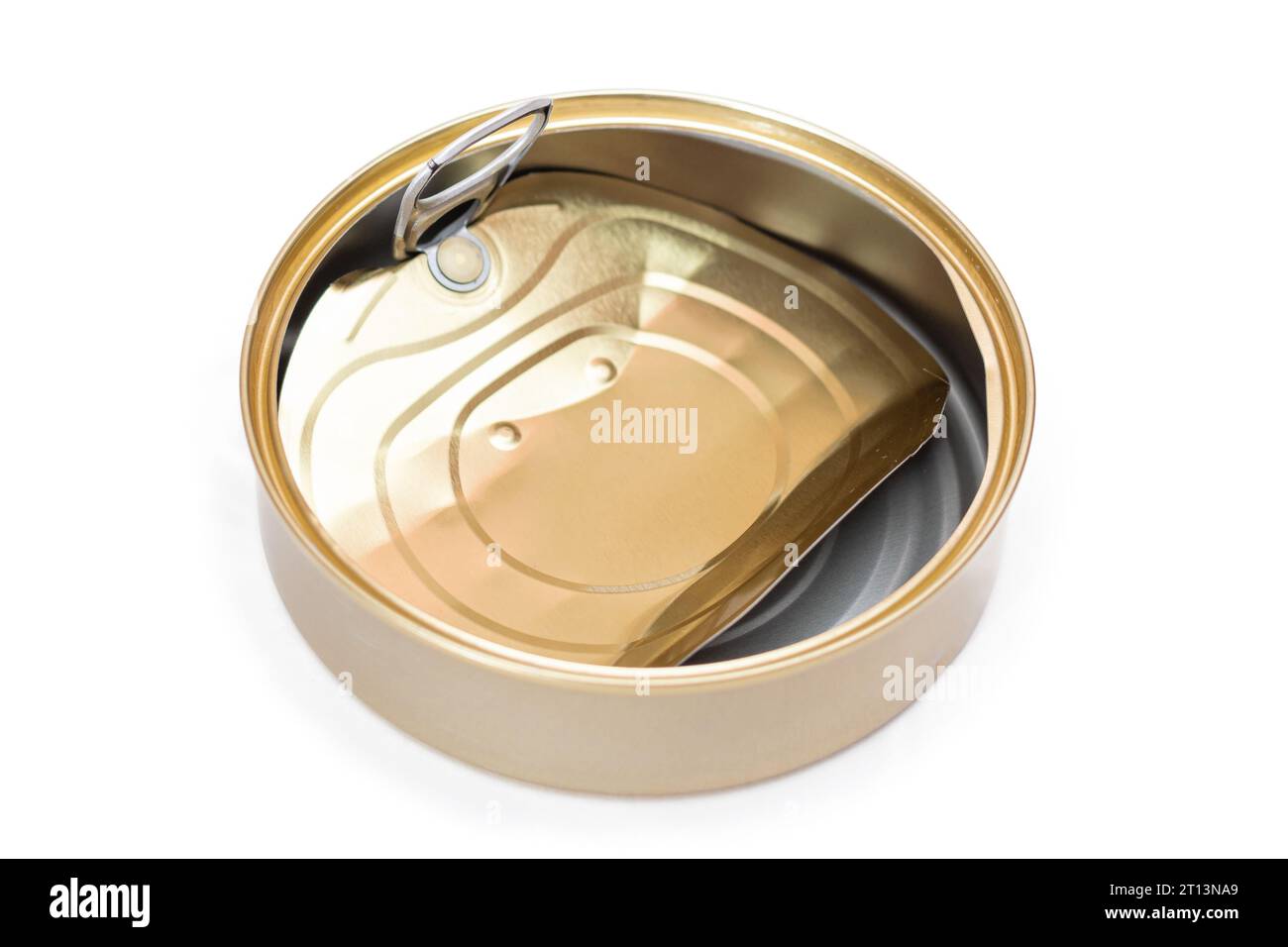 Opened Empty Tin Can With Broken Cover Isolated on White Background ...