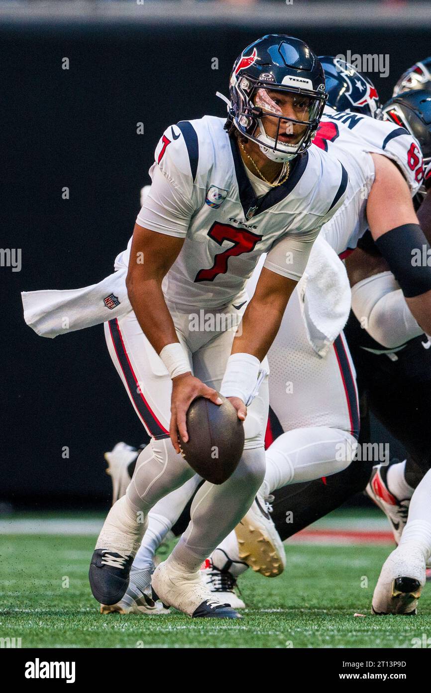 Houston Texans quarterback C.J. Stroud (7) works during the first half ...