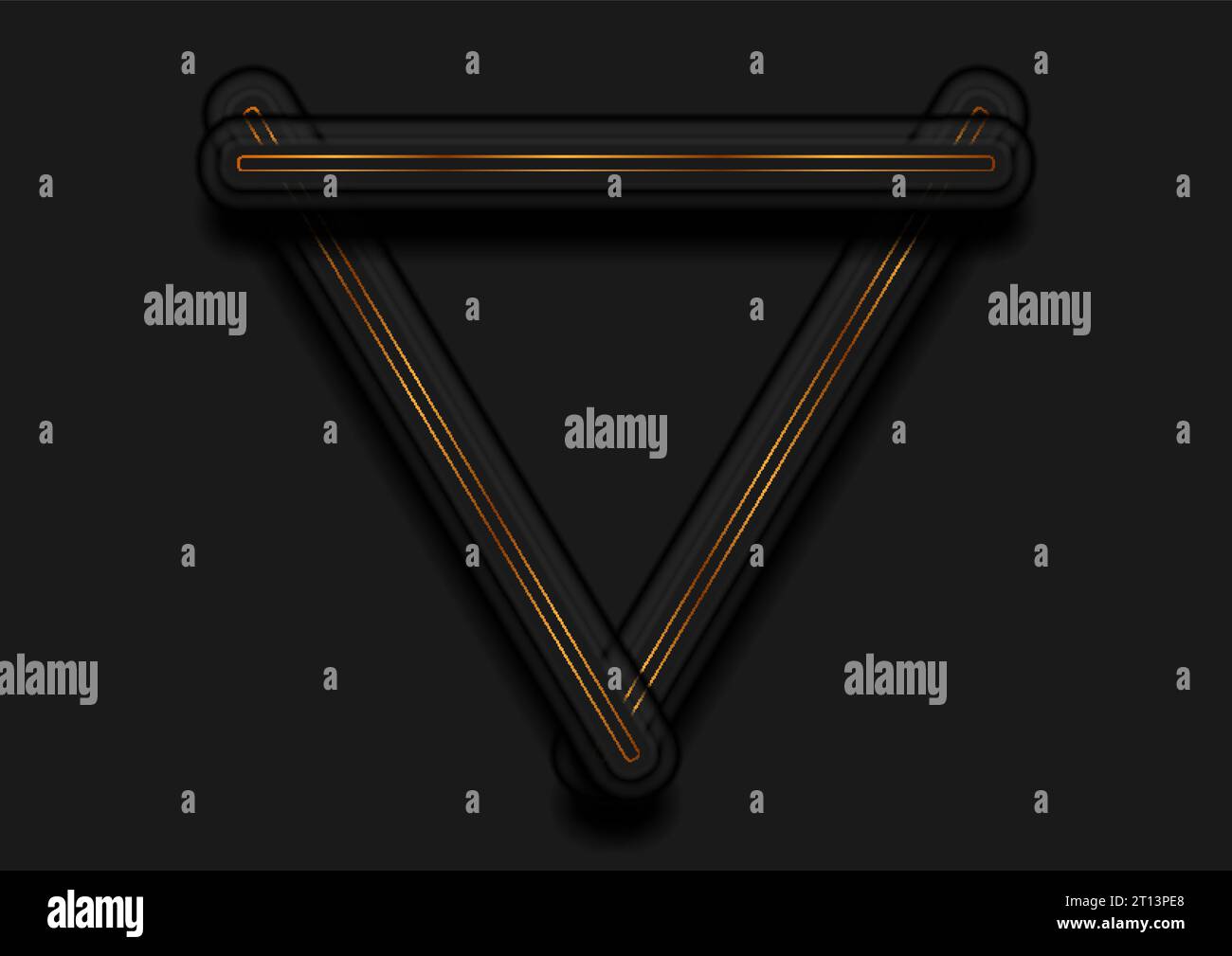 Abstract black triangle frame emblem design with bronze outlines ...