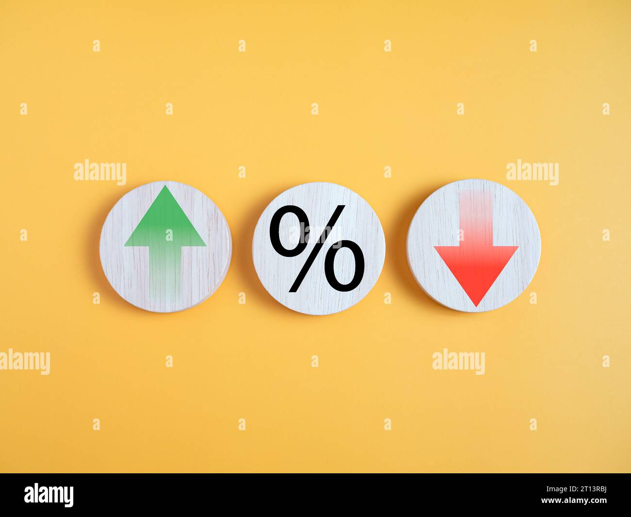 Interest rate financial and mortgage rates concept. Circle wood with ...