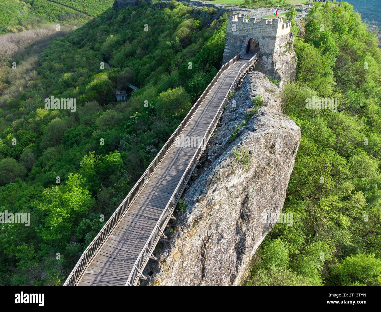 Aerial top view of Ovech Fortress in Provadia, Bulgaria, Varna province ...