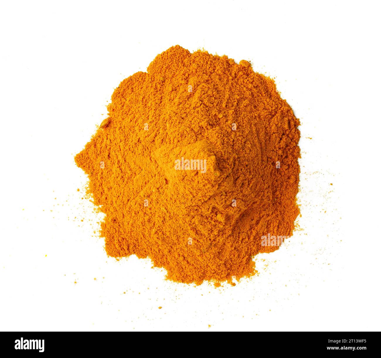 Heap of turmeric powder isolated on white background Stock Photo - Alamy