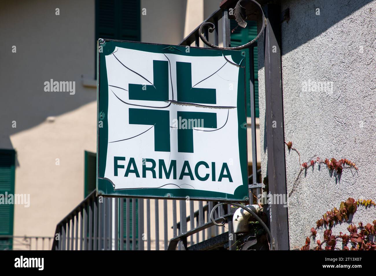 farmacia italian logo sign text in italy means on wall building shop ...