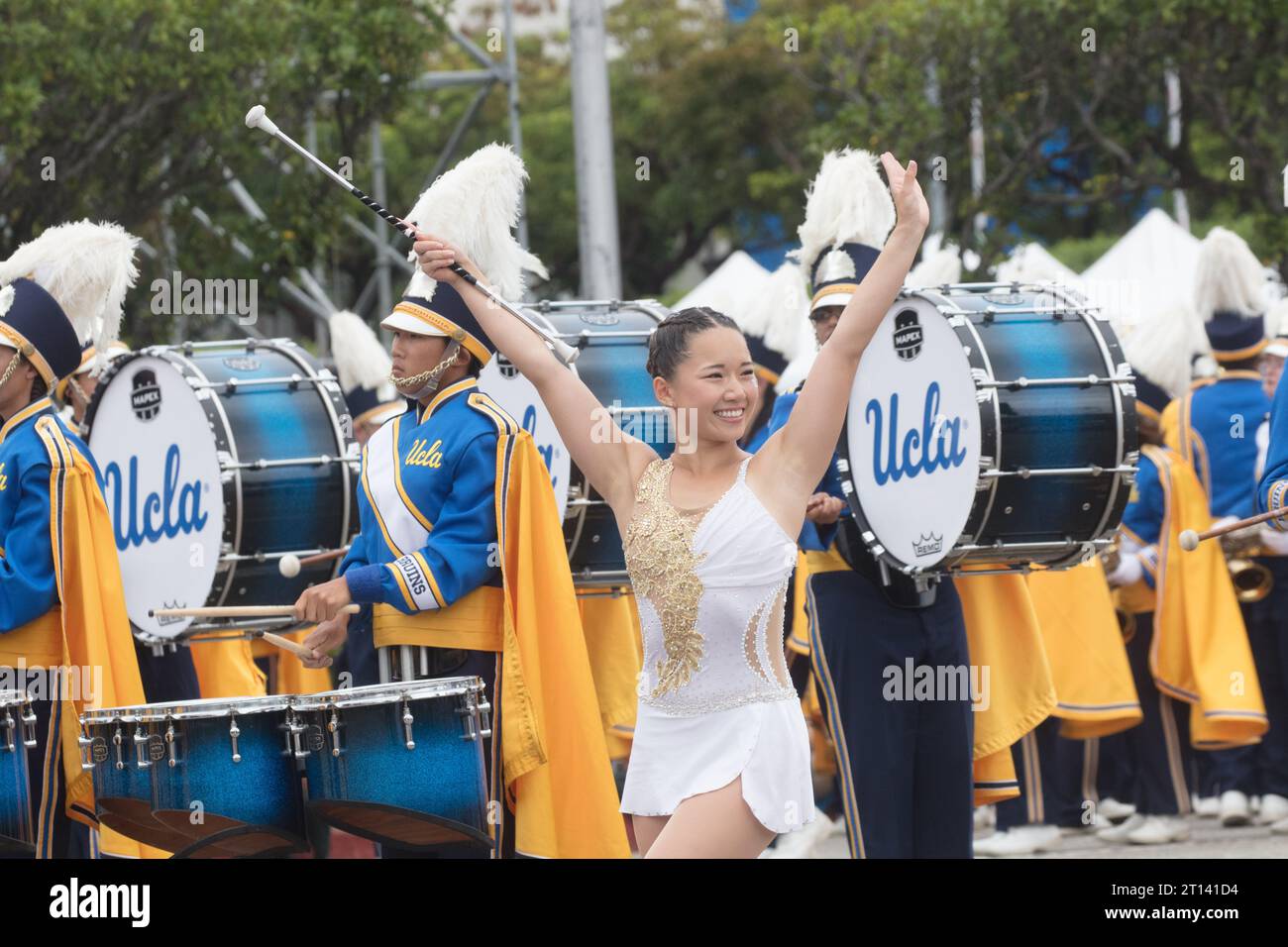 Members UCLA Bruin Marching Band perform during the Taiwan National Day ...