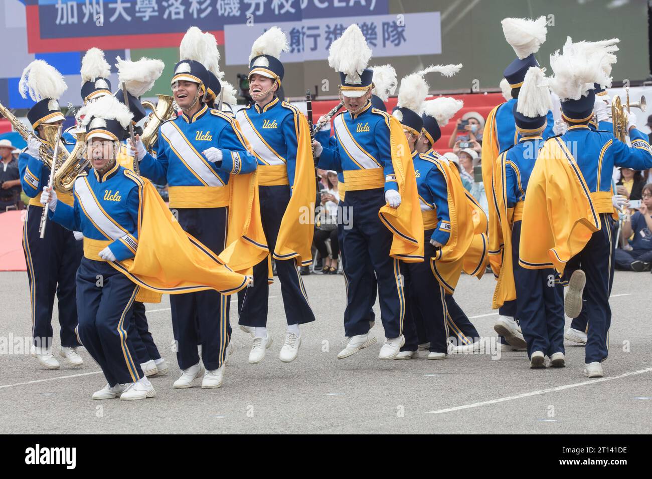 Members UCLA Bruin Marching Band perform during the Taiwan National Day ...