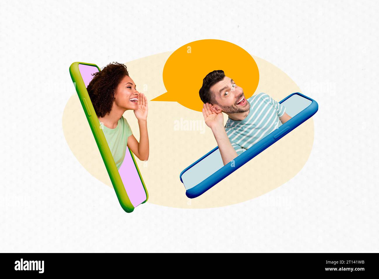 Illustration creative composite photo collage of funny people talking ...