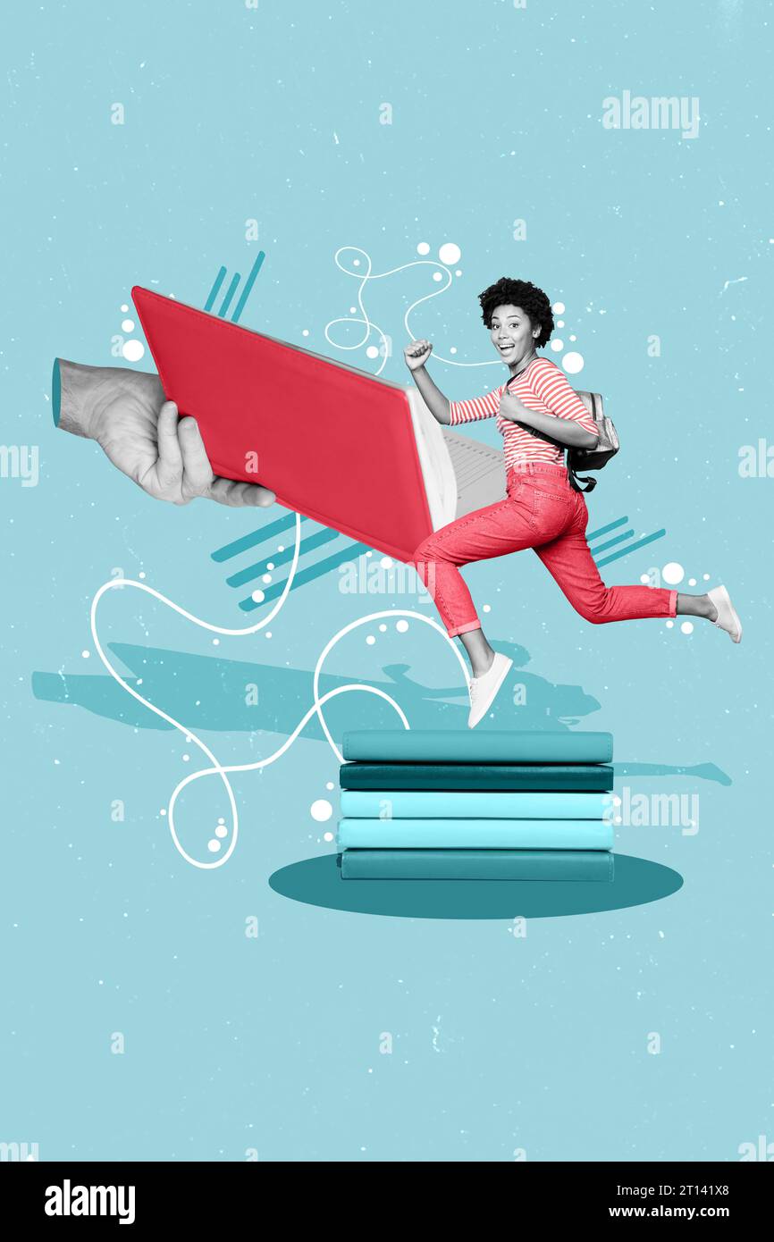 Vertical creative composite photo collage of intelligent diligent ...
