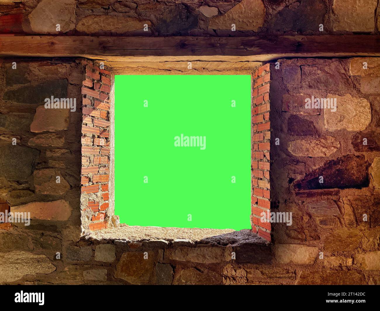 Open Window with a Chroma Key,Background. Isolated. Copy paste. Stock ...