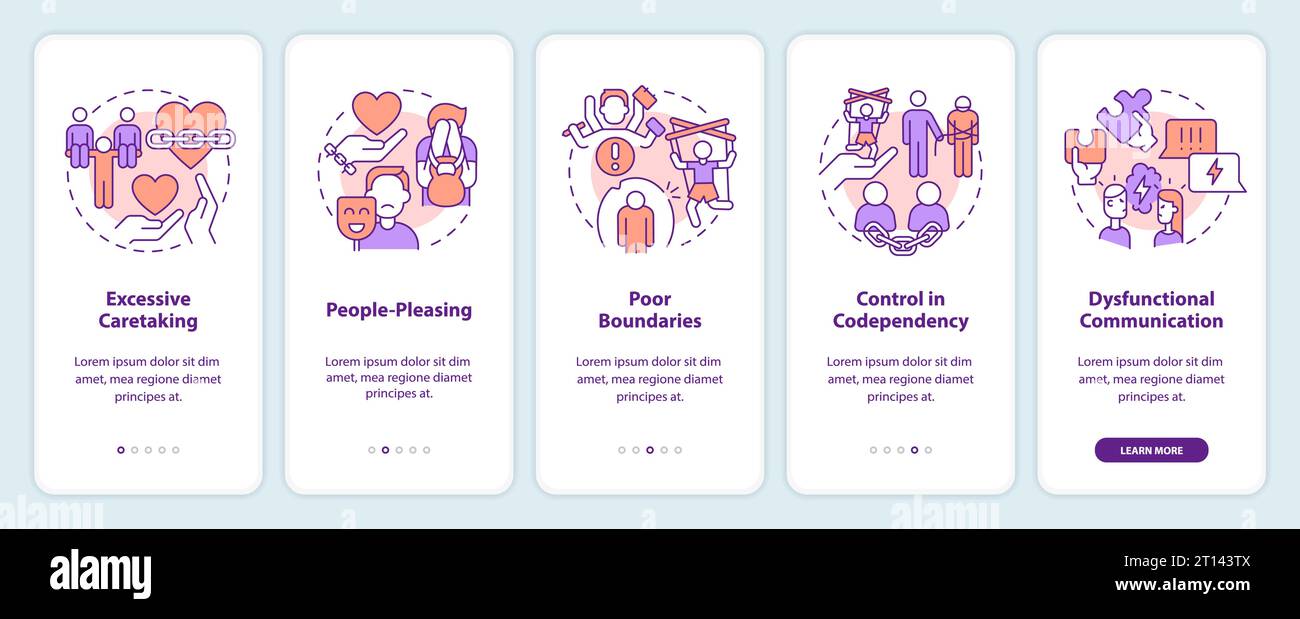 Walkthrough Codependent Relationship With Linear Icons Stock Vector Image And Art Alamy