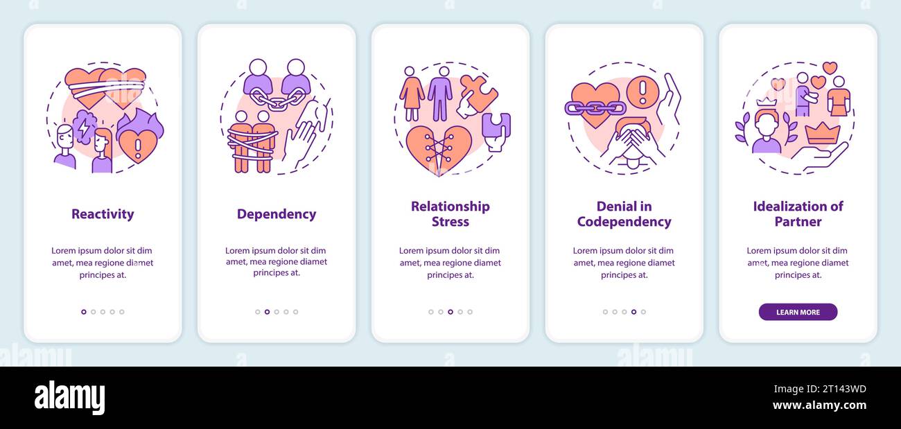 Walkthrough codependent relationship with colorful icons Stock Vector Image & Art - Alamy