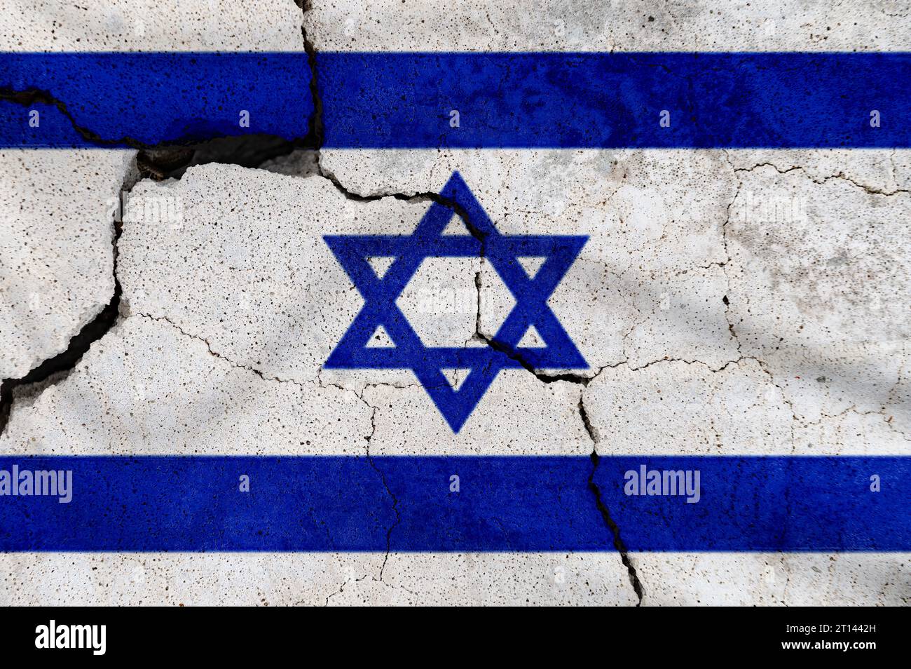 Cracked Israel flag. Concept of war in the Middle East. Israel flag on ...