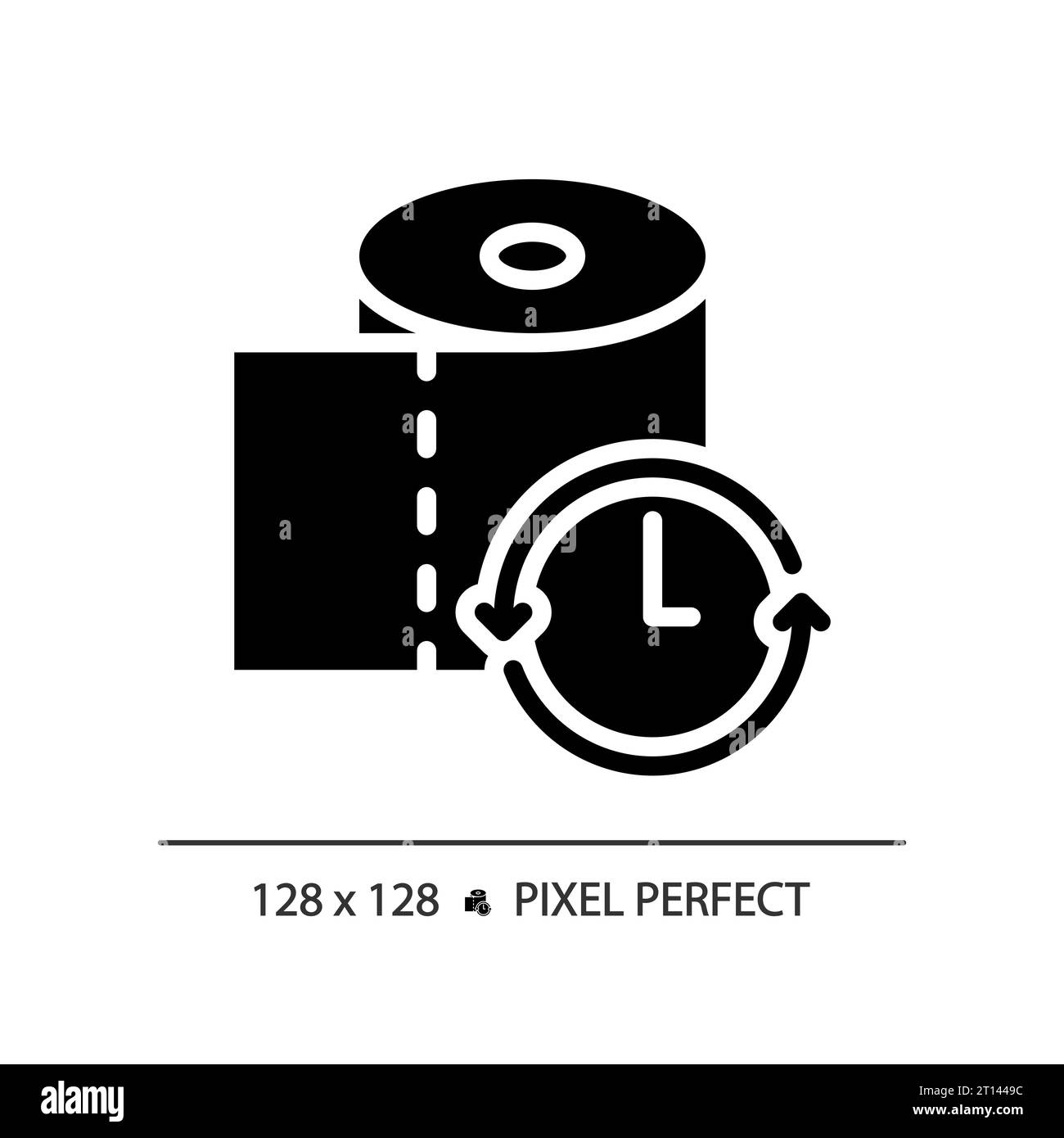 2D black glyph style toilet paper with clock icon Stock Vector Image ...