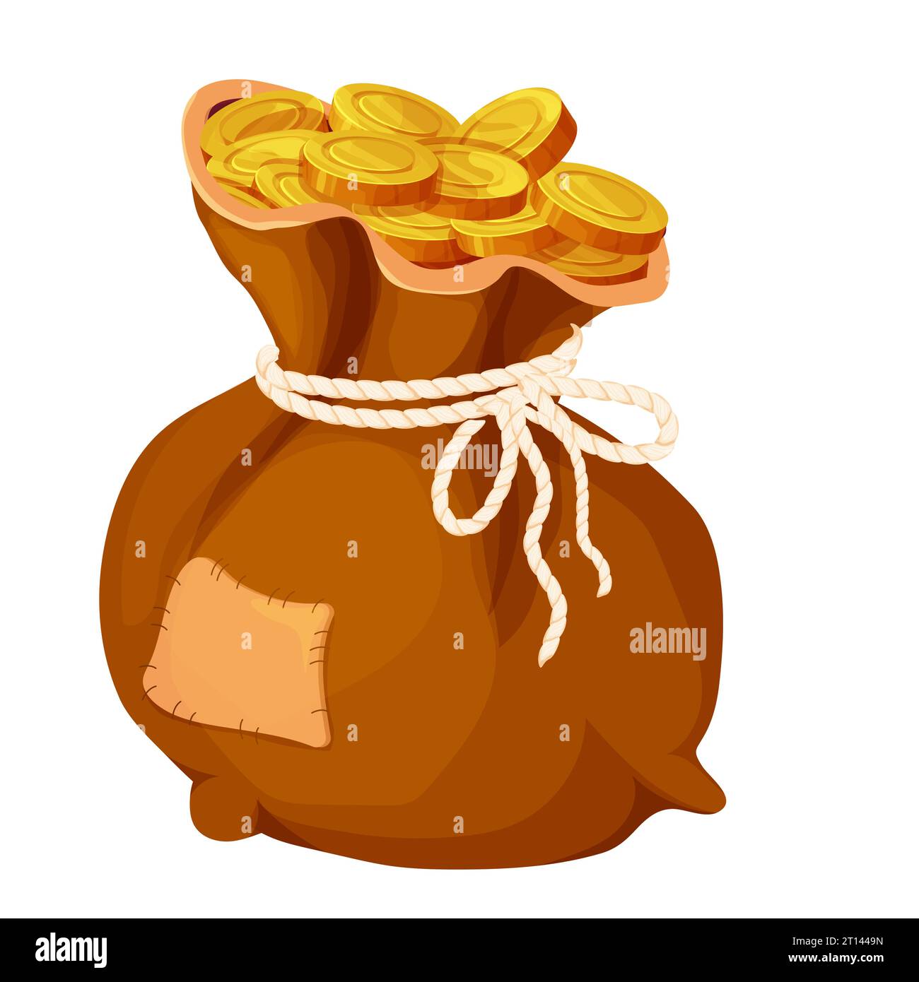 Money bag, sack with golden coins in cartoon style isolated on white ...