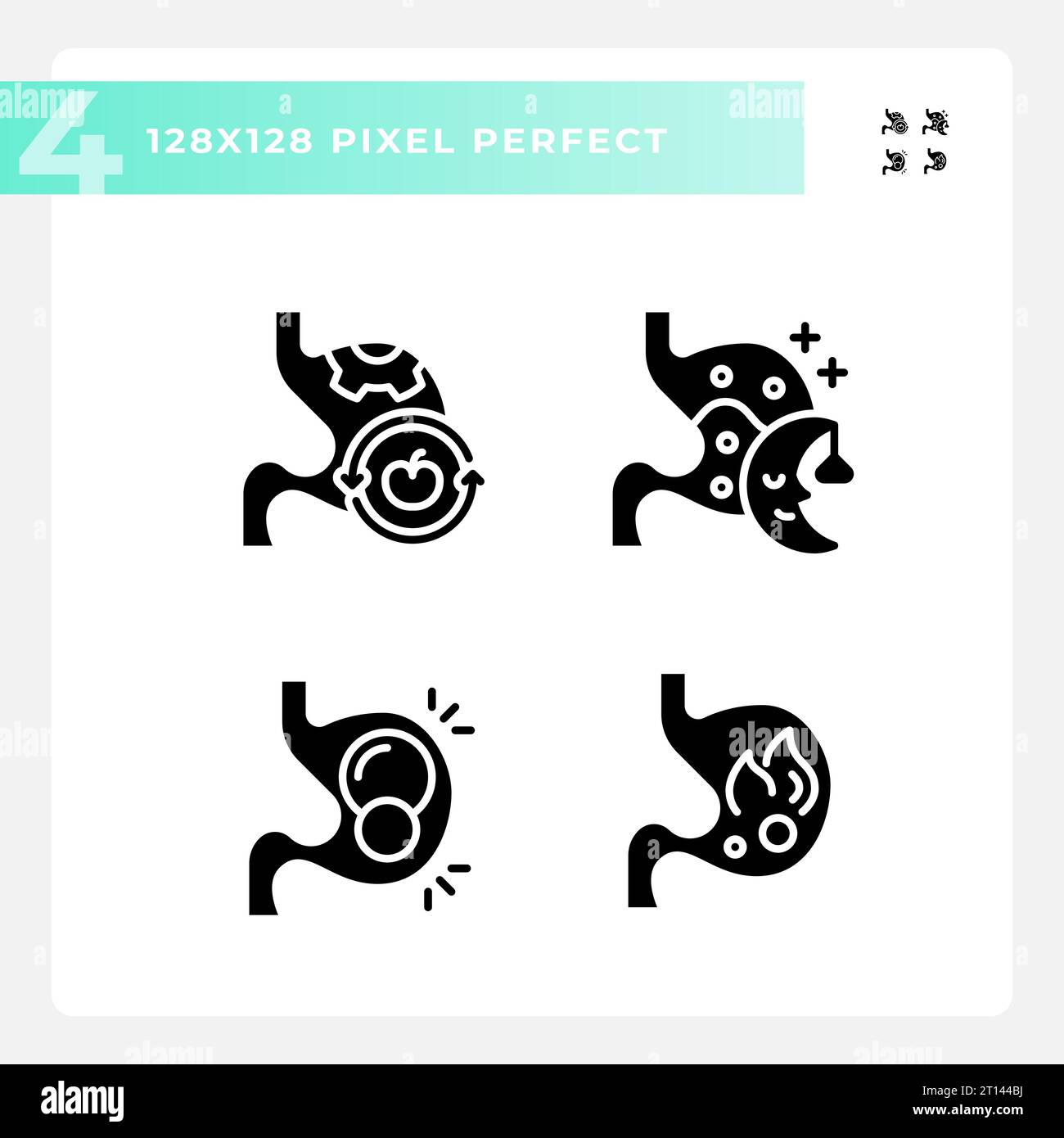 2D pixel perfect glyph style metabolic health icons Stock Vector Image ...