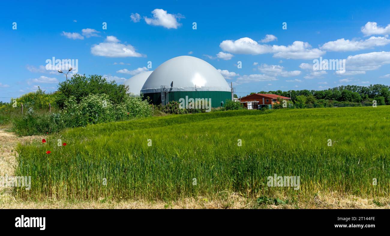 biogas production, biogas plant, bio power with field Stock Photo - Alamy