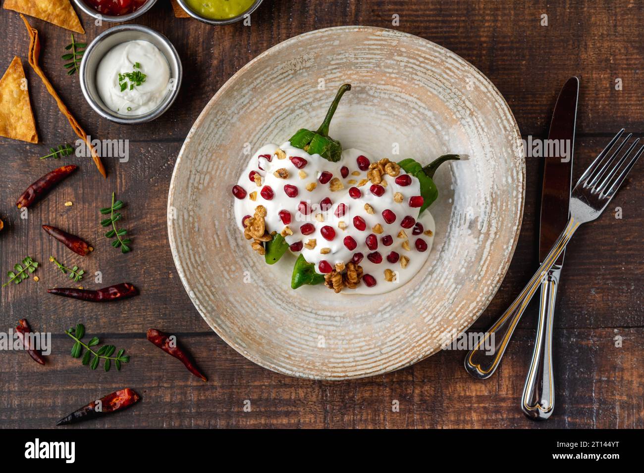 Chiles en Nogada, a traditional Mexican dish made with pablano chili ...