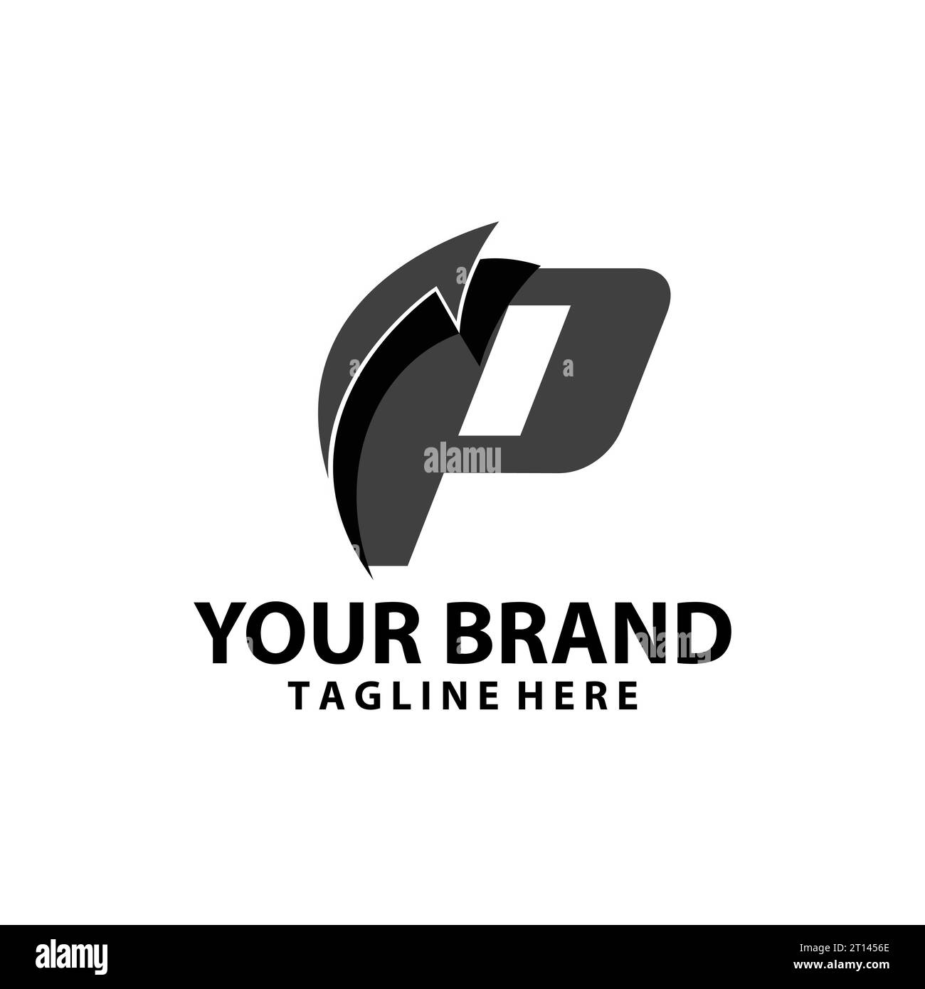 letter P font monogram arrow shadow logo design vector Stock Vector ...